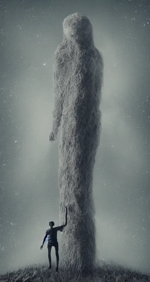 A tall humanoid creature radiating curiosity, caring, | Stable Diffusion | OpenArt