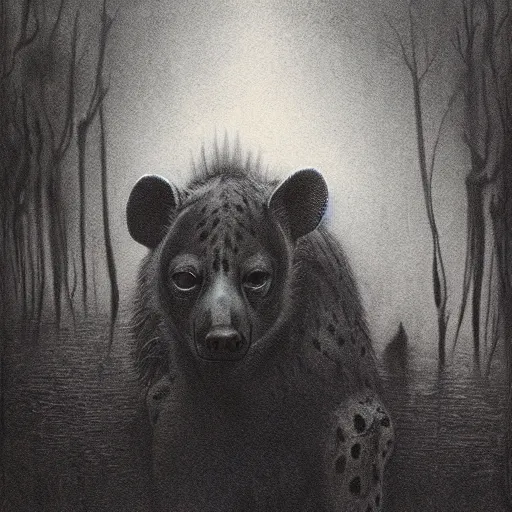 hyena demon in the louisiana swamp, beksinski style | Stable Diffusion ...