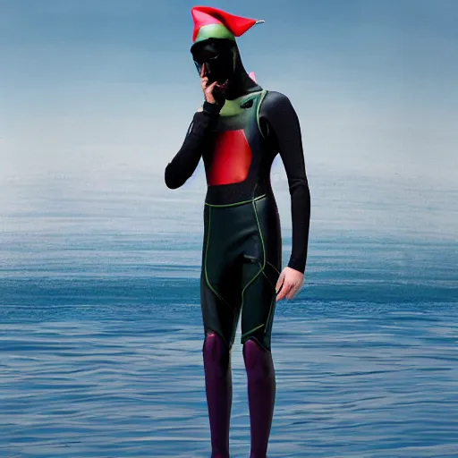 a science fiction elf wearing a wetsuit by jan van | Stable Diffusion ...