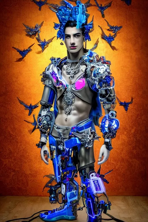 full-body cyberpunk style sculpture of handsome young | Stable ...