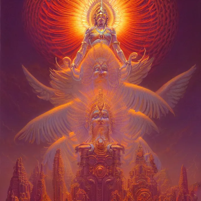 ethereal glowing white hindu angel dmt deity, tribal | Stable Diffusion ...