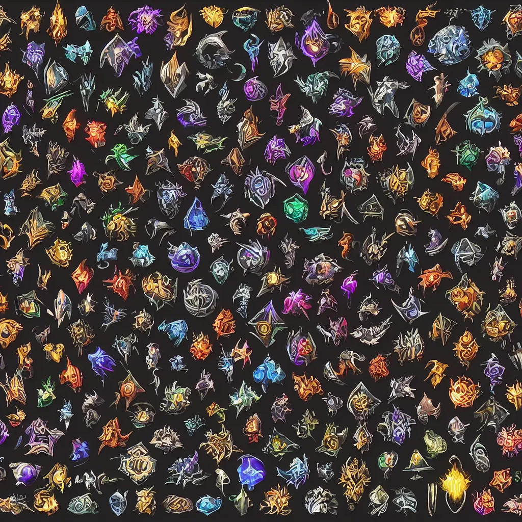 A grid of digitally painted fantasy magic spell icons | Stable ...