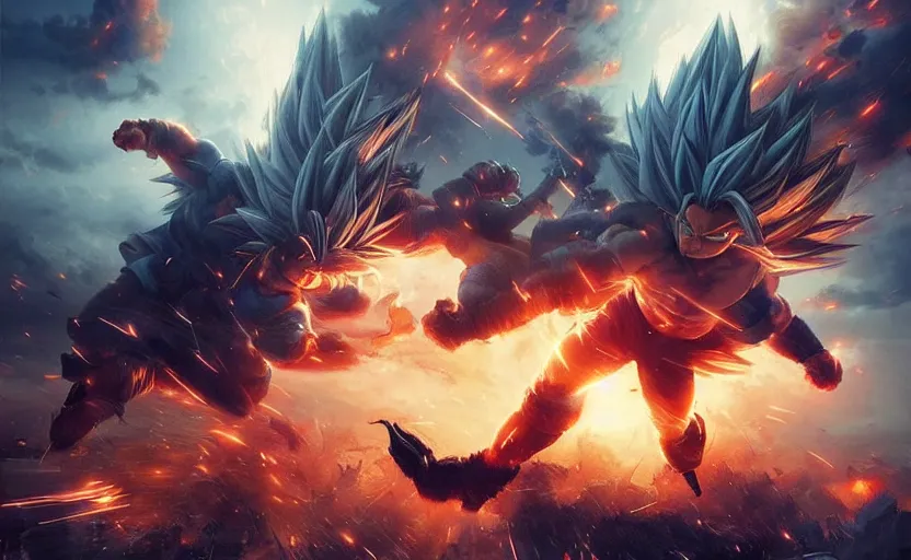 super saiyan attacking Paris france, digital art,ultra | Stable ...