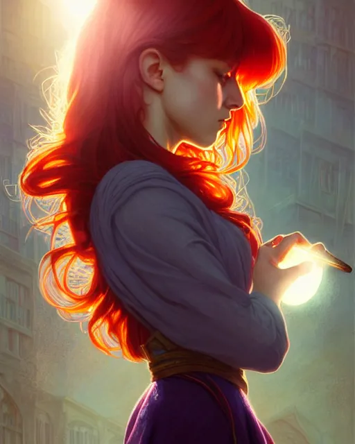 side portrait of a university female, casting magic | Stable Diffusion ...