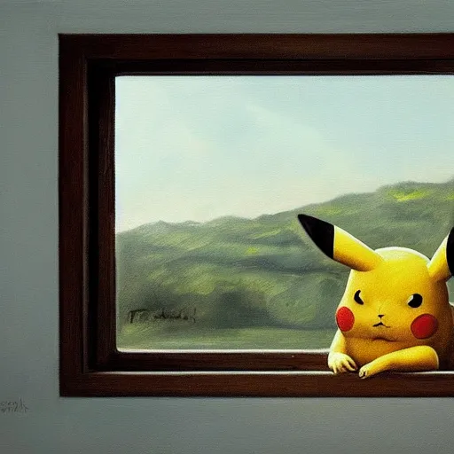 realist portrait of pikachu sleeping in the window of | Stable ...