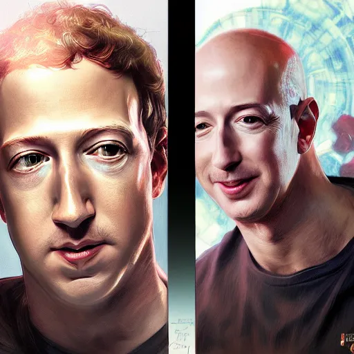 mark zuckerberg, jeff bezos, artgerm, very detailed, | Stable Diffusion ...