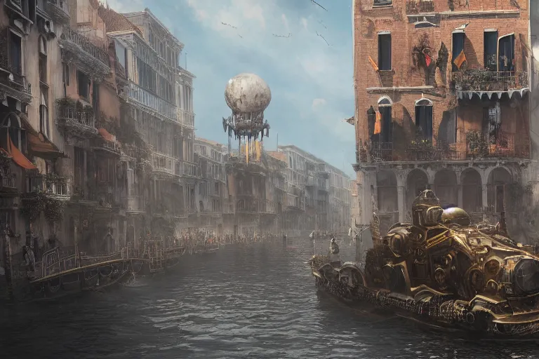 steampunk Venice invaded by aliens in disguise, 3d | Stable Diffusion | OpenArt