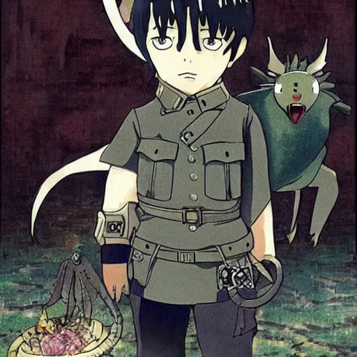 ‘Adolf hitler with his pet dragon, anime style, studio | Stable ...