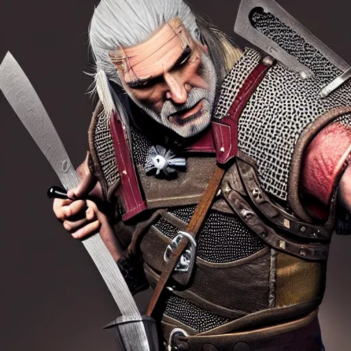 Geralt witcher as a butcher with axe in his hand, shot | Stable ...