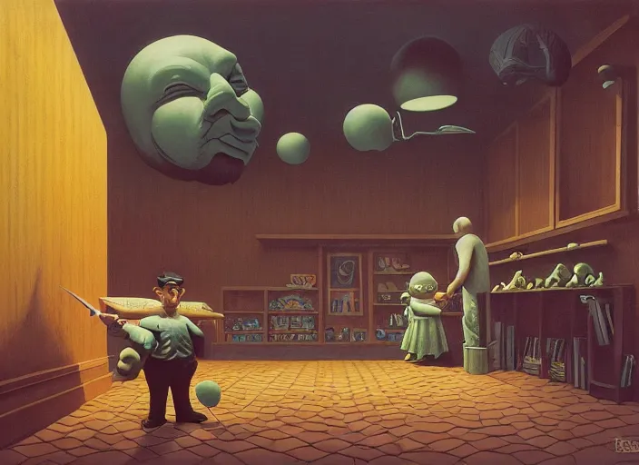 A grumpy man with a knife in his hand stands in a toy | Stable ...