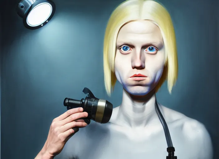 waifish androgynous person with mid length blond hair | Stable Diffusion