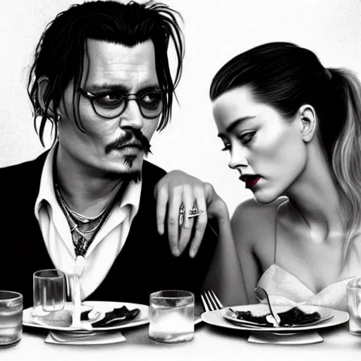 johnny depp and amber heard having dinner together, | Stable Diffusion ...