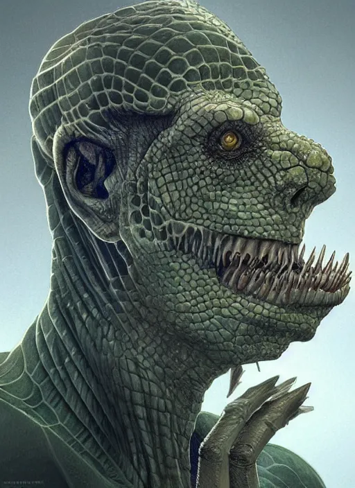 a reptile as a bill gates, holding a syringe!!, | Stable Diffusion