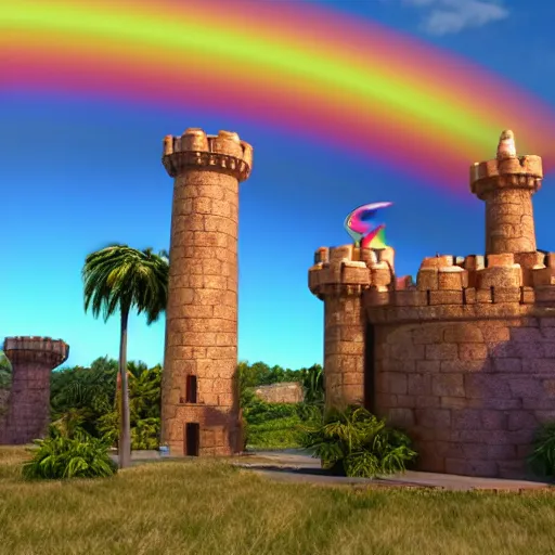 rainbow castle, octane render, unreal engine render, | Stable Diffusion | OpenArt