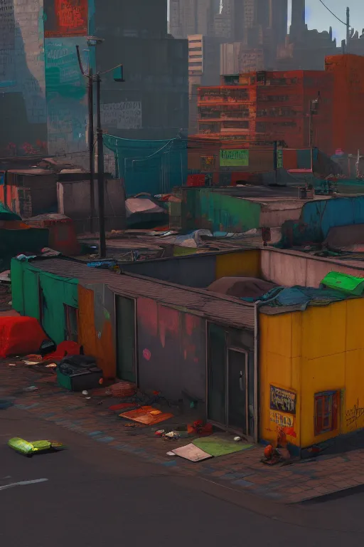 slum and homeless hood, aesthetic, pop art, by mike | Stable Diffusion ...