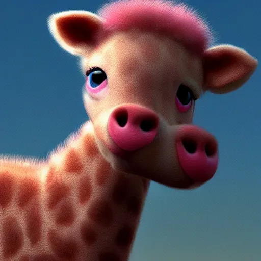 a pixar animation fluffy pink baby giraffe, concept | Stable Diffusion ...