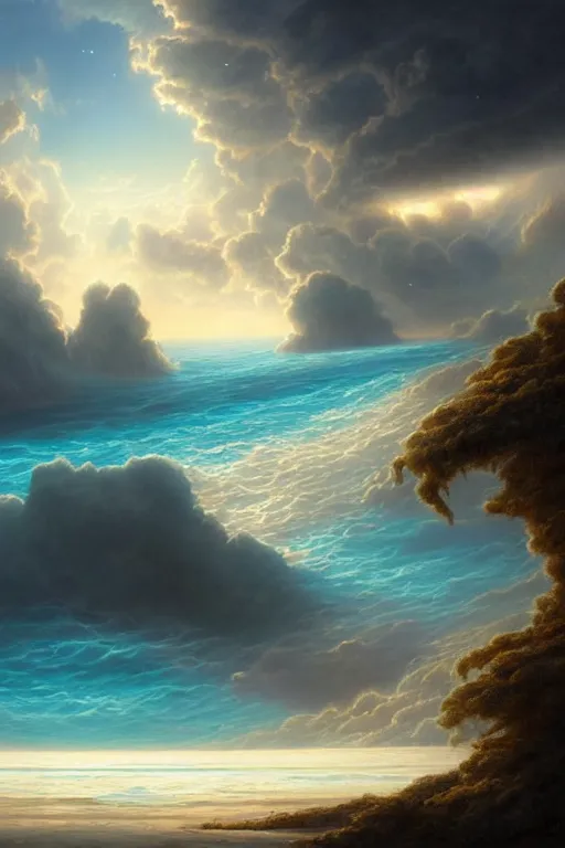 matte sharp painting of a tranquil sea where the sky | Stable Diffusion ...