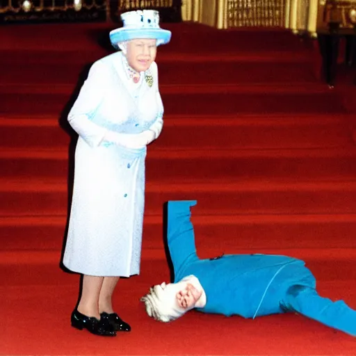 queen Elizabeth II breakdancing on peasants | Stable Diffusion
