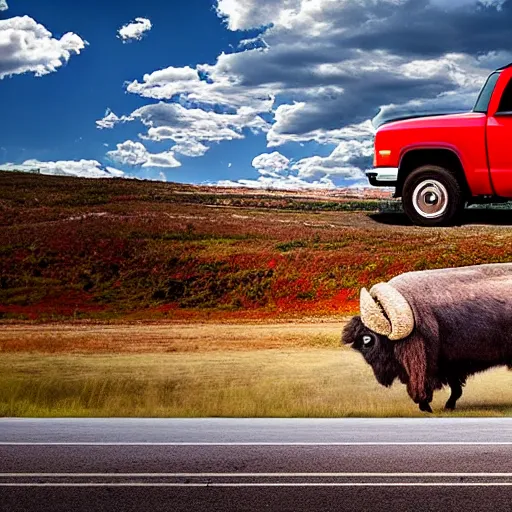 hyperrealistic detailed photograph of buffalo crossing | Stable ...