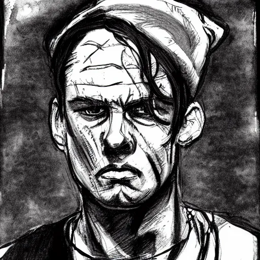 street thug, character portrait, ink drawing, black | Stable Diffusion ...