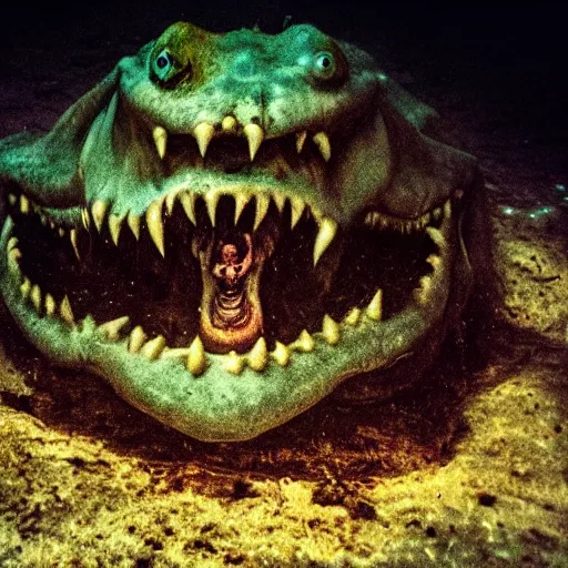 underwater closeup of a satanic sea monster in the | Stable Diffusion