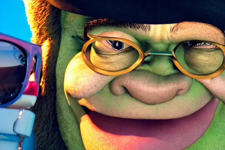 cinematic still of shrek as dr. gonzo and johnny depp | Stable ...