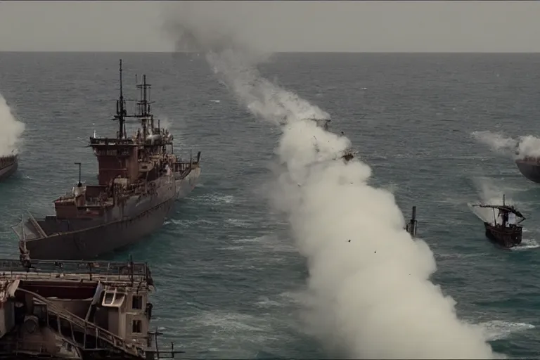 vfx movie old ships firing canons 8 5 mm by emmanuel | Stable Diffusion ...