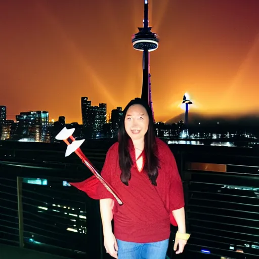Toronto tourist guide with mars for head in front of | Stable Diffusion ...