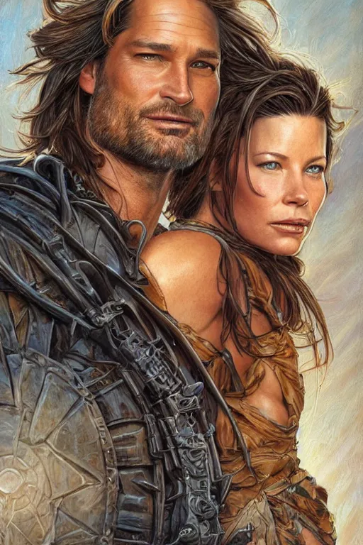 Josh Holloway and Evangeline Lilly as a ruggedly | Stable Diffusion ...