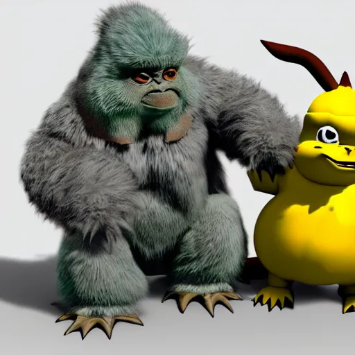 godzilla yoda donkey kong pikachu yeti chicken, highly | Stable ...