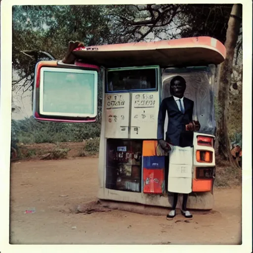 old polaroids of futuristic african bus stops with | Stable Diffusion