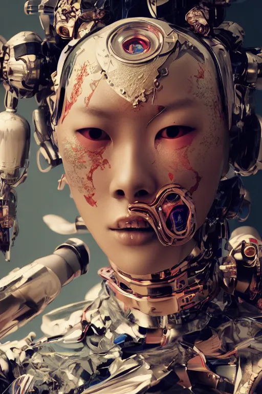 japanese female cyborg, collage art, enchanting, part | Stable Diffusion