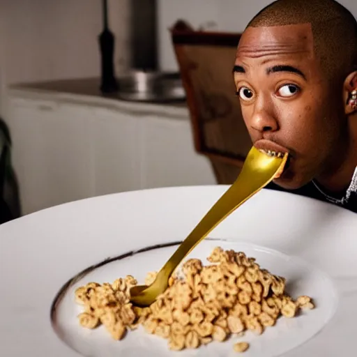 tyler the creator using a comedically giant spoon to | Stable Diffusion ...