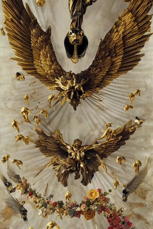 a falling icarus with golden wings in the form of a | Stable Diffusion ...