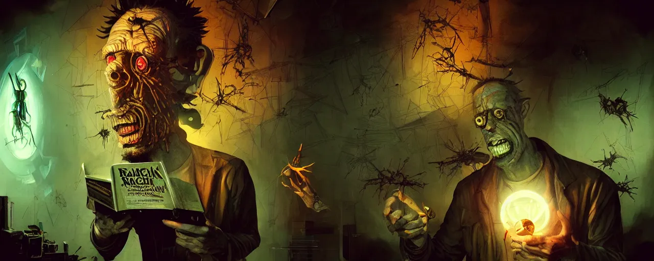 dark scifi illustration 3 / 4 portrait of rick sanchez | Stable ...