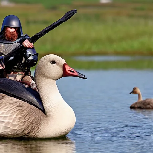 crusader riding a canadian goose into battle | Stable Diffusion | OpenArt