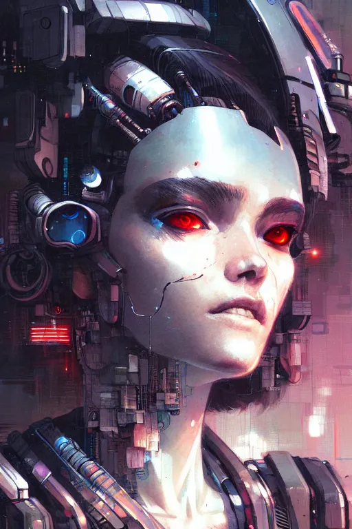 a close - up portrait of a cyberpunk cyborg girl, by | Stable Diffusion ...