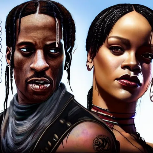 rihanna and travis scott in rdr 2, trending on | Stable Diffusion | OpenArt