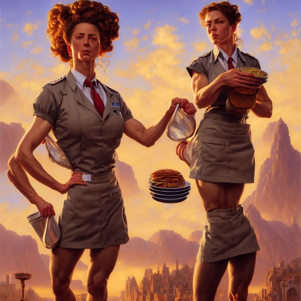 epic portrait an muscular waitress wearing short | Stable Diffusion ...