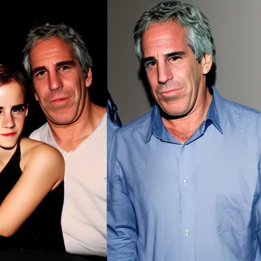 Emma Watson and Jeffrey Epstein at the stand up comedy | Stable Diffusion