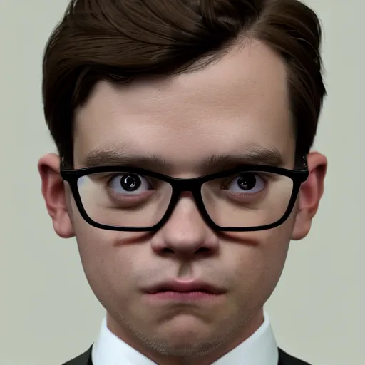 film still photo portrait mugshot of a nerd with thick | Stable ...