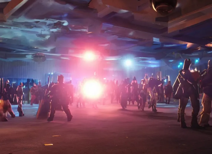 mass shooting at a furry convention, epic movie shot, | Stable ...