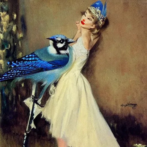 Taylor Swift kissing a bluejay, 1950s, modest, elegant | Stable ...