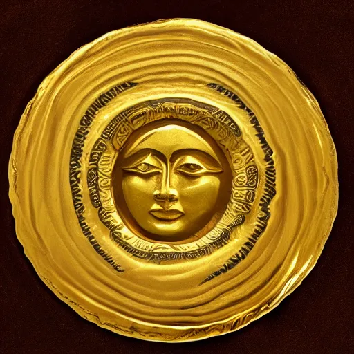 gold disc embossed with the image of a human figure | Stable Diffusion ...