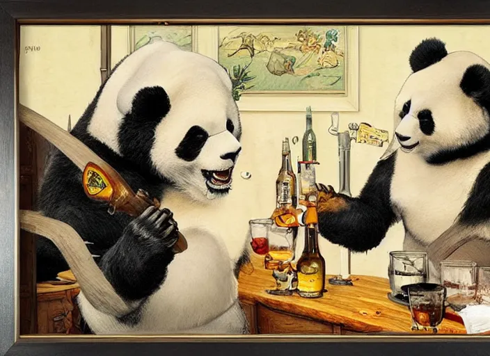 pandas enters the bar, he eats shoots and leaves | Stable Diffusion ...