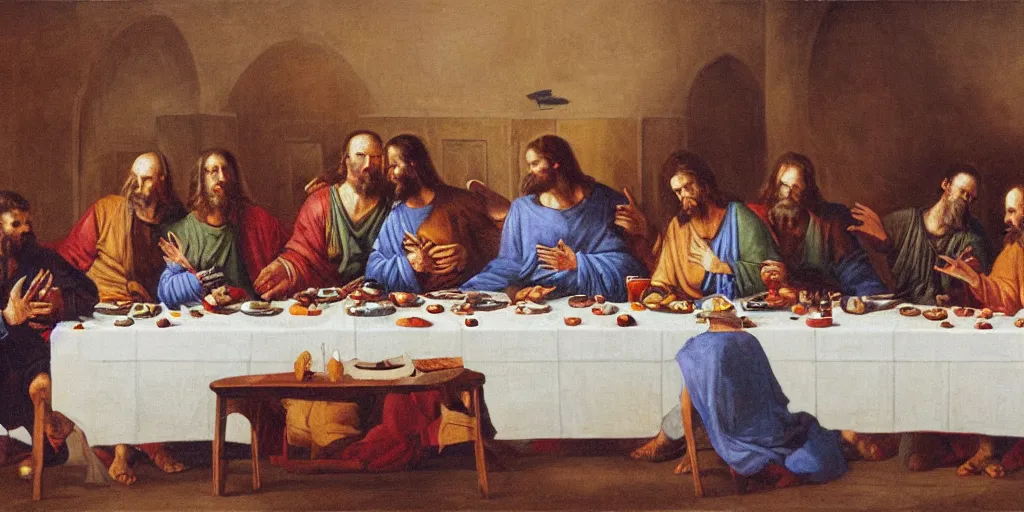 the last supper by olof krans oil on board | Stable Diffusion | OpenArt