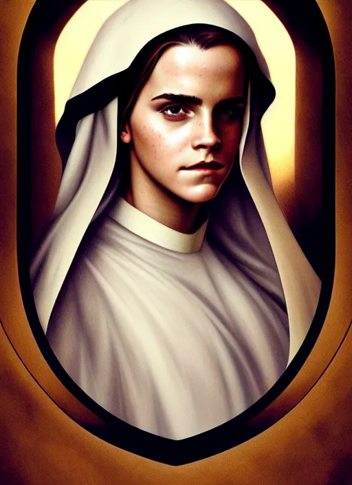 portrait of emma watson as nun, bible, catholic, | Stable Diffusion ...