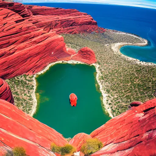 red rocks aerial view with giant blue squid, movie | Stable Diffusion ...