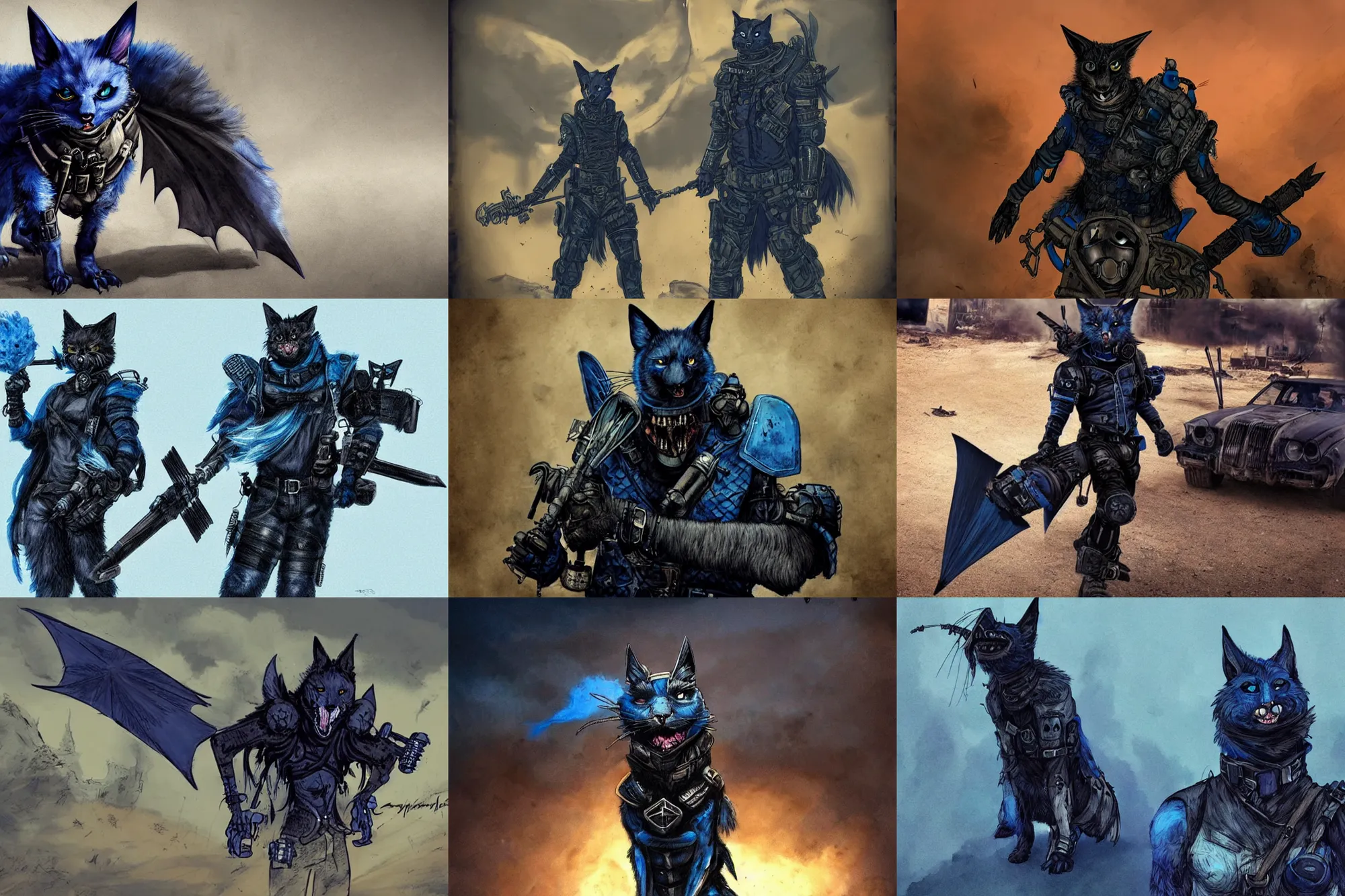 a blue - and - black catbat fursona ( from the furry | Stable Diffusion ...
