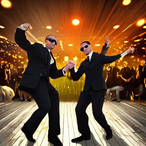 two secret service agents dancing at a rave, ultra | Stable Diffusion ...